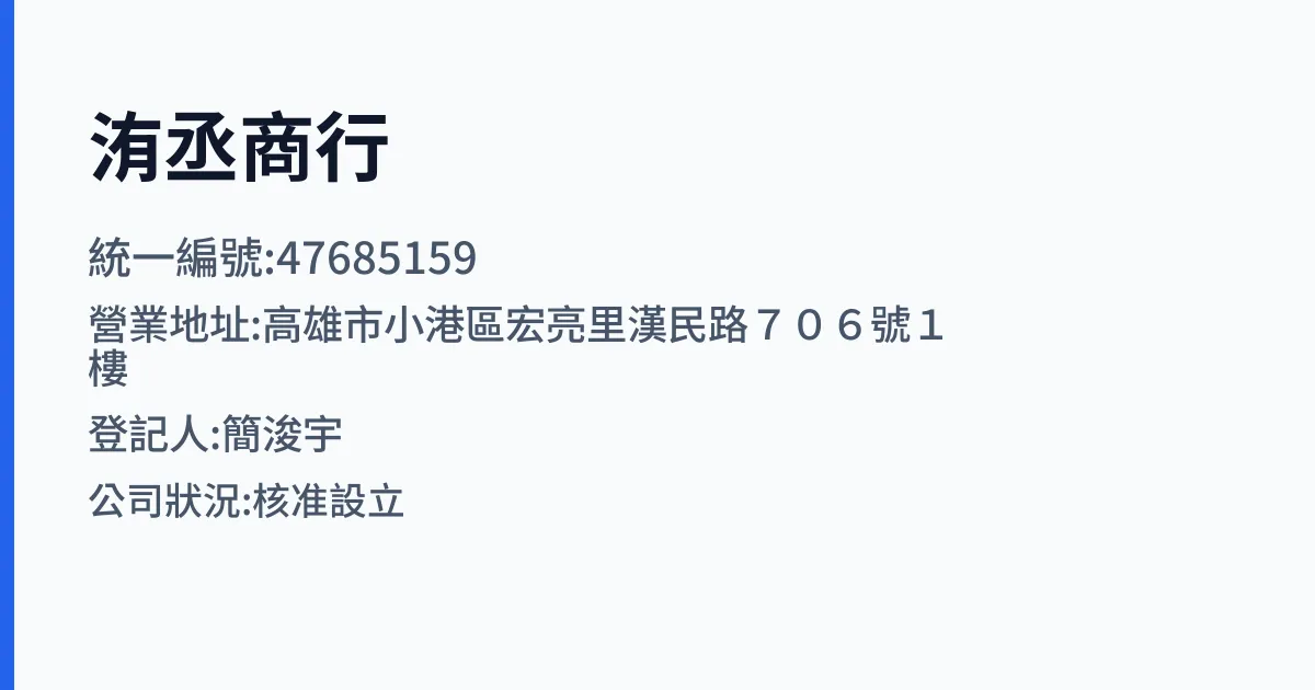洧丞商行 - 統編 47685159(高雄市) 公司登記資料與營業項目詳細圖表