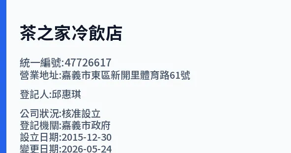 茶之家冷飲店的照片-統編 47726617(嘉義市) 公司登記資料與營業項目詳細圖表