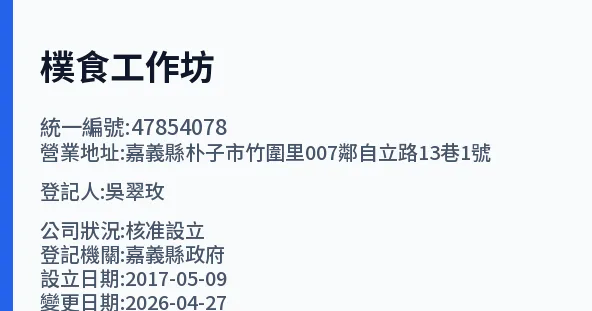樸食工作坊的照片-統編 47854078(嘉義縣) 公司登記資料與營業項目詳細圖表
