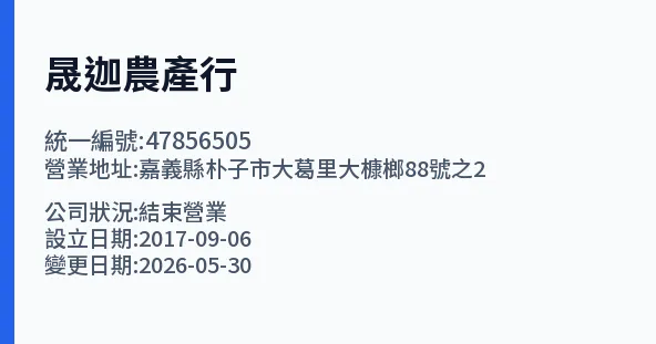 晟迦農產行的照片-統編 47856505(嘉義縣) 公司登記資料與營業項目詳細圖表