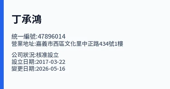 丁承鴻的照片-統編 47896014(嘉義市) 公司登記資料與營業項目詳細圖表
