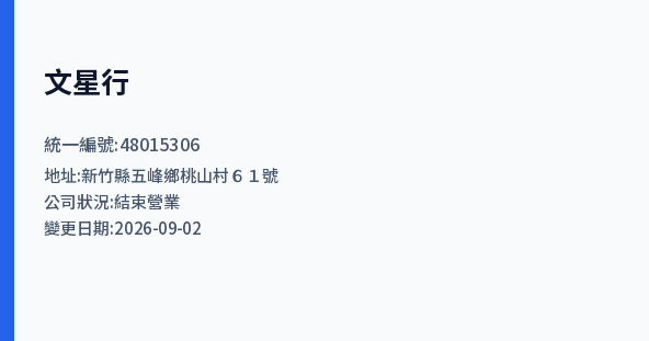 文星行的照片-統編 48015306(新竹縣) 公司登記資料與營業項目詳細圖表