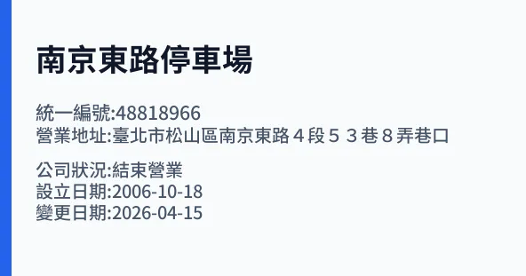 南京東路停車場的照片-統編 48818966(臺北市) 公司登記資料與營業項目詳細圖表