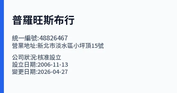 普羅旺斯布行的照片-統編 48826467(新北市) 公司登記資料與營業項目詳細圖表