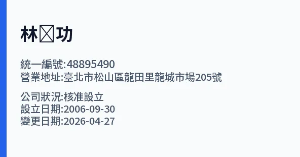 林爲功的照片-統編 48895490(臺北市) 公司登記資料與營業項目詳細圖表