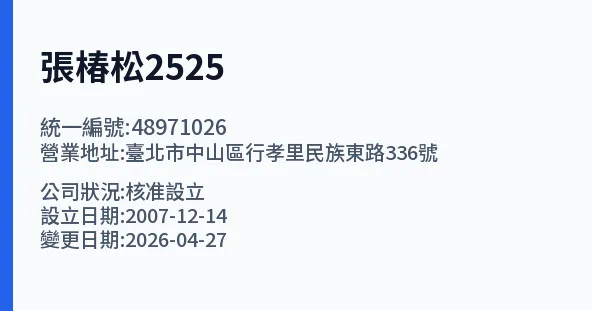 張椿松2525的照片-統編 48971026(臺北市) 公司登記資料與營業項目詳細圖表