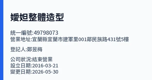 嬡妲整體造型的照片-統編 49798073(宜蘭縣) 公司登記資料與營業項目詳細圖表