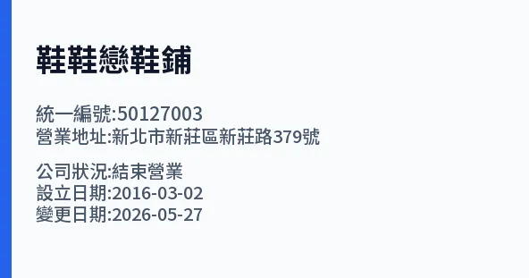 鞋鞋戀鞋鋪的照片-統編 50127003(新北市) 公司登記資料與營業項目詳細圖表
