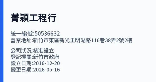 菁穎工程行的照片-統編 50536632(新竹市) 公司登記資料與營業項目詳細圖表
