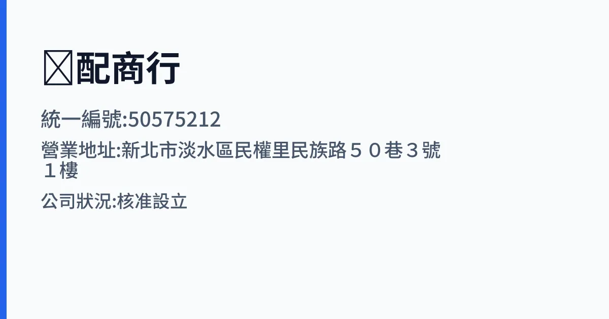 絶配商行 - 統編 50575212(新北市) 公司登記資料與營業項目詳細圖表