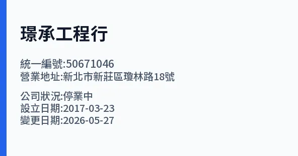 璟承工程行的照片-統編 50671046(新北市) 公司登記資料與營業項目詳細圖表