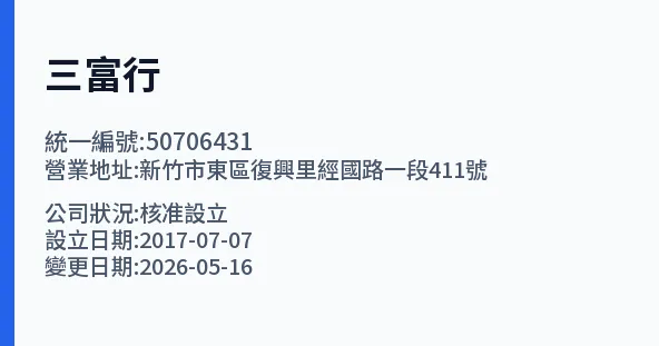 三富行的照片-統編 50706431(新竹市) 公司登記資料與營業項目詳細圖表