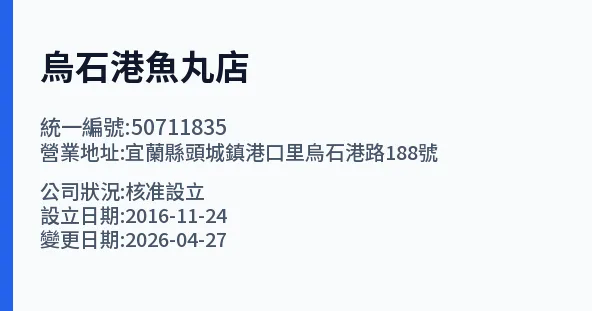 烏石港魚丸店的照片-統編 50711835(宜蘭縣) 公司登記資料與營業項目詳細圖表