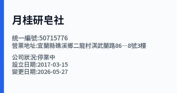 月桂研皂社的照片-統編 50715776(宜蘭縣) 公司登記資料與營業項目詳細圖表