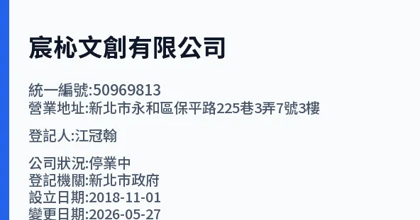 宸杺文創有限公司的照片-統編 50969813(新北市) 公司登記資料與營業項目詳細圖表