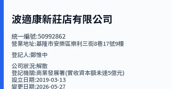 波適康新莊店有限公司的照片-統編 50992862(基隆市) 公司登記資料與營業項目詳細圖表