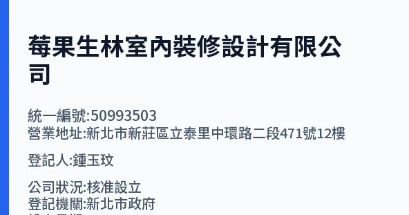 莓果生林室內裝修設計有限公司的照片-統編 50993503(新北市) 公司登記資料與營業項目詳細圖表