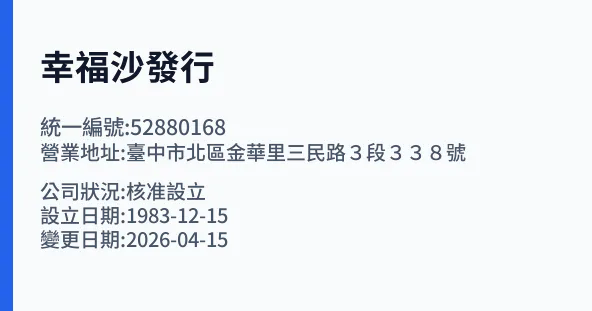 幸福沙發行的照片-統編 52880168(臺中市) 公司登記資料與營業項目詳細圖表