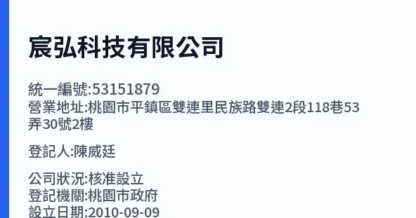 宸弘科技有限公司的照片-統編 53151879(桃園市) 公司登記資料與營業項目詳細圖表