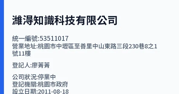 濰淂知識科技有限公司的照片-統編 53511017(桃園市) 公司登記資料與營業項目詳細圖表