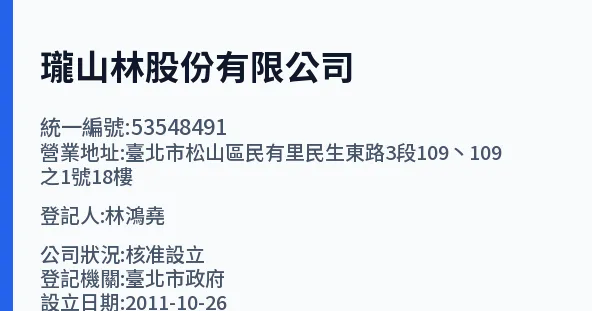瓏山林股份有限公司的照片-統編 53548491(臺北市) 公司登記資料與營業項目詳細圖表