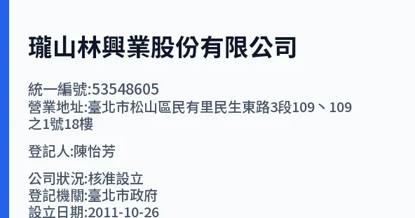 瓏山林興業股份有限公司的照片-統編 53548605(臺北市) 公司登記資料與營業項目詳細圖表