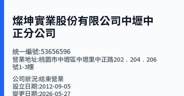 燦坤實業股份有限公司中壢中正分公司的照片-統編 53656596(桃園市) 公司登記資料與營業項目詳細圖表