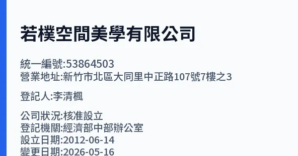 若樸空間美學有限公司的照片-統編 53864503(新竹市) 公司登記資料與營業項目詳細圖表