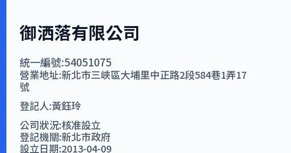 御洒落有限公司的照片-統編 54051075(新北市) 公司登記資料與營業項目詳細圖表