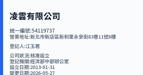 凌雲有限公司的照片-統編 54119737(新北市) 公司登記資料與營業項目詳細圖表