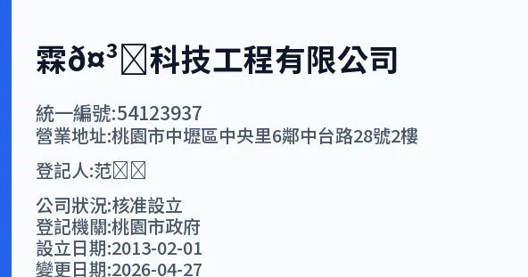 霖𤳉科技工程有限公司的照片-統編 54123937(桃園市) 公司登記資料與營業項目詳細圖表