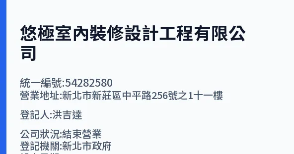 悠極室內裝修設計工程有限公司的照片-統編 54282580(新北市) 公司登記資料與營業項目詳細圖表