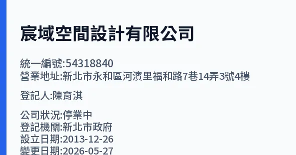 宸域空間設計有限公司的照片-統編 54318840(新北市) 公司登記資料與營業項目詳細圖表