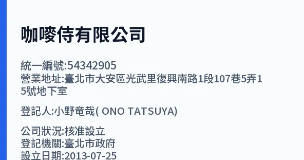 咖嘜侍有限公司的照片-統編 54342905(臺北市) 公司登記資料與營業項目詳細圖表