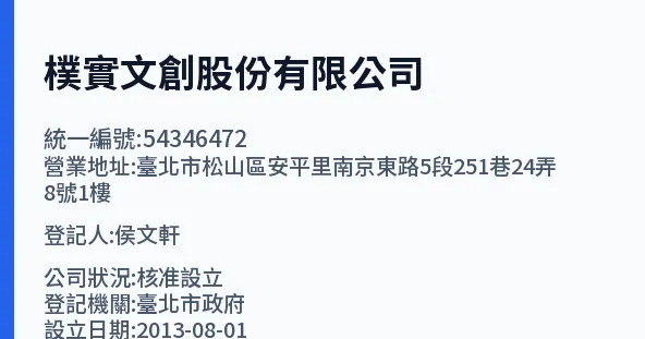 樸實文創股份有限公司的照片-統編 54346472(臺北市) 公司登記資料與營業項目詳細圖表