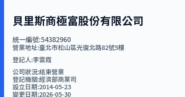 貝里斯商極富股份有限公司的照片-統編 54382960(臺北市) 公司登記資料與營業項目詳細圖表