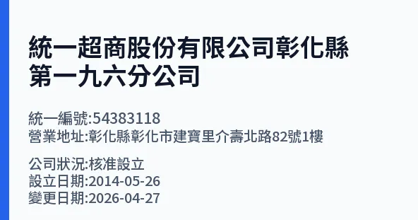 統一超商股份有限公司彰化縣第一九六分公司的照片-統編 54383118(彰化縣) 公司登記資料與營業項目詳細圖表