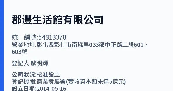 郡灃生活館有限公司的照片-統編 54813378(彰化縣) 公司登記資料與營業項目詳細圖表