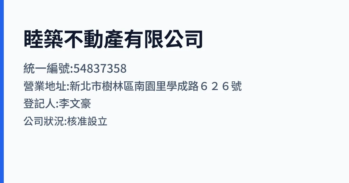 漾卯事業有限公司 - 統編 54837358(新北市) 公司登記資料與營業項目詳細圖表
