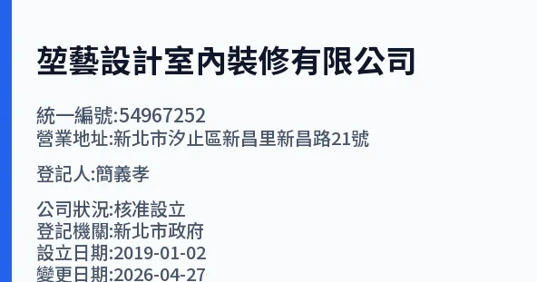 堃藝設計室內裝修有限公司的照片-統編 54967252(新北市) 公司登記資料與營業項目詳細圖表