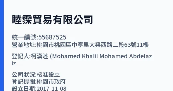 睦霂貿易有限公司的照片-統編 55687525(桃園市) 公司登記資料與營業項目詳細圖表