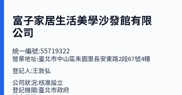 富子家居生活美學沙發館有限公司的照片-統編 55719322(臺北市) 公司登記資料與營業項目詳細圖表