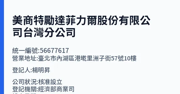 美商特勵達菲力爾股份有限公司台灣分公司的照片-統編 56677617(臺北市) 公司登記資料與營業項目詳細圖表