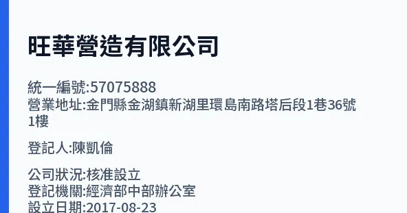 旺華營造有限公司的照片-統編 57075888(金門縣) 公司登記資料與營業項目詳細圖表