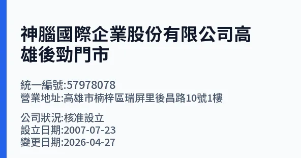 神腦國際企業股份有限公司高雄後勁門市的照片-統編 57978078(高雄市) 公司登記資料與營業項目詳細圖表