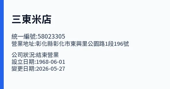 三東米店的照片-統編 58023305(彰化縣) 公司登記資料與營業項目詳細圖表