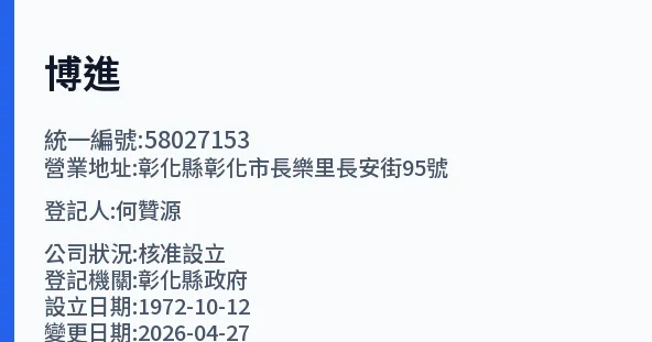 博進的照片-統編 58027153(彰化縣) 公司登記資料與營業項目詳細圖表