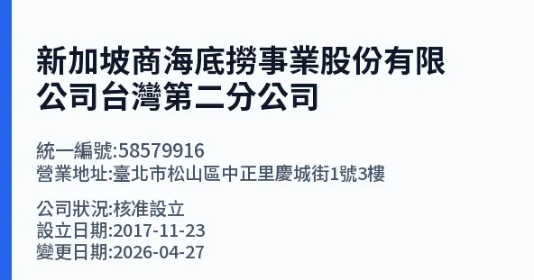 新加坡商海底撈事業股份有限公司台灣第二分公司的照片-統編 58579916(臺北市) 公司登記資料與營業項目詳細圖表