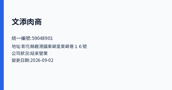 文添肉商的照片-統編 59048901(彰化縣) 公司登記資料與營業項目詳細圖表