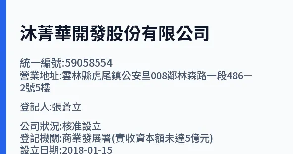 沐菁華開發股份有限公司的照片-統編 59058554(雲林縣) 公司登記資料與營業項目詳細圖表